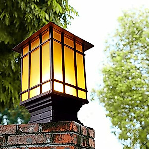 JSBDPHW European Style E27 Pillar Lamp Outdoor Waterproof Gate Column Light Glass Lampshade Villa Courtyard Garden Decoration Post Light Lawn Base Landscape Light