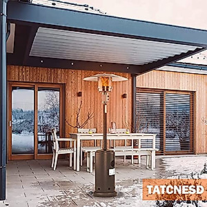 Patio Heater Propane with Cover - Outdoor Heaters For Patio Propane Heater Floor Standing with Wheels - Commercial Stainless Steel Gas Space Heaters for Outside Tent Camping, Porch, Pool and Garden