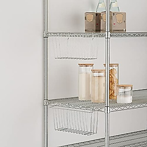 TRINITY EcoStorage 15-Inch Metal Hanging Basket to Use With Shelf Units and Storage Racks for Garage, Kitchen, and Closet Organization, NSF Certified, 10 Pound Capacity, Chrome, 2-Pack