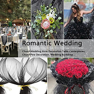 Aohcae Black Glitter Tulle Rolls 6" x 25 Yards Sparkle Tulle Fabric for DIY Gift Wrapping Wedding Baby Shower Tutu Birthday Party Decorations