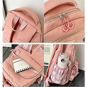 kiobrvhe Kawaii Backpack with Cute Accessories Laptop Backpack Lightweight Waterproof Casual Rucksack for Hiking Travel Sports (D Black)