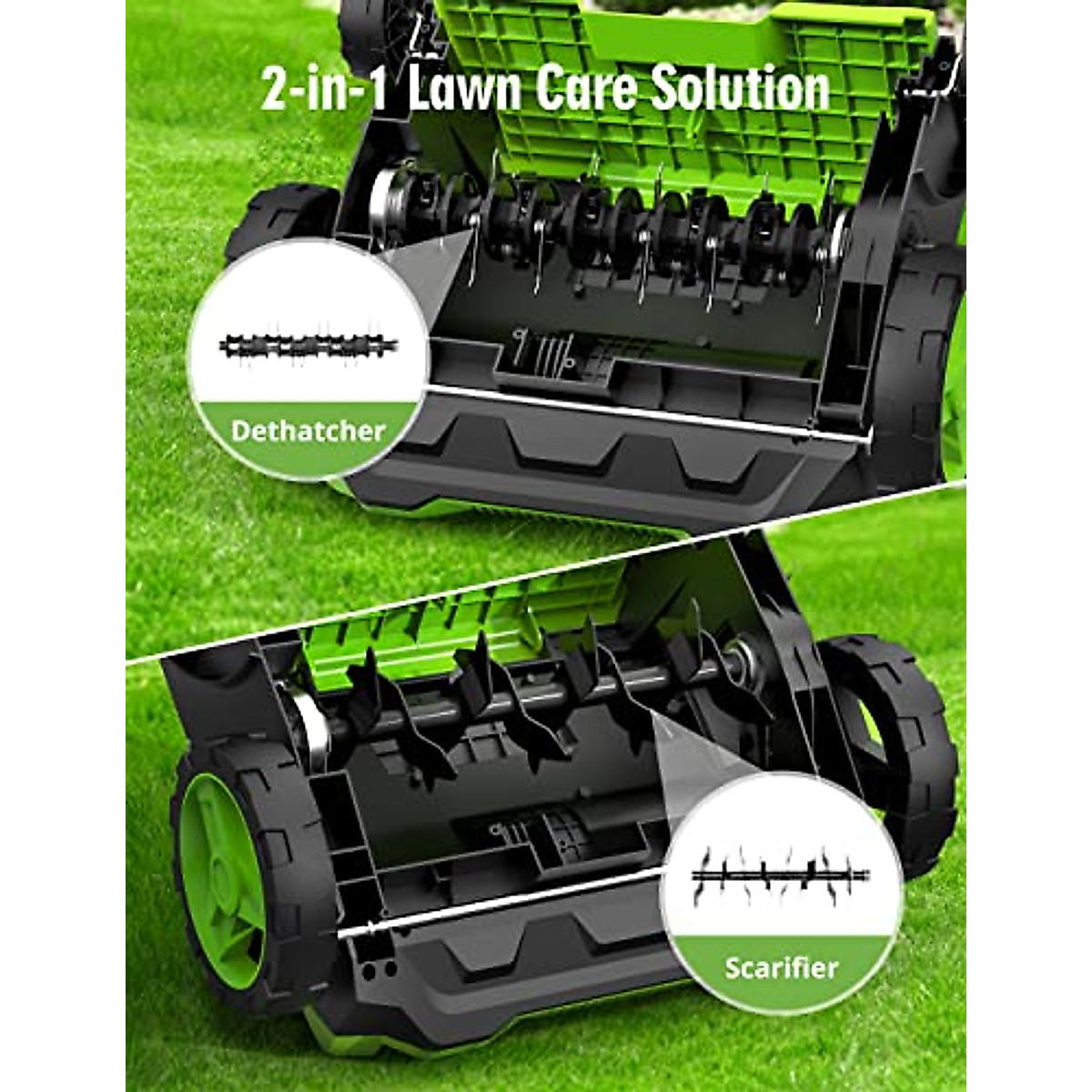 SWIPESMITH 13-Inch 12 Amp Electric Dethatcher Scarifier, 2-in-1 Lawn Dethatcher with Two Safety Switches, 4-Position Depth Adjustment, Scarifier with Foldable Handle, for Lawn, Garden, Yard