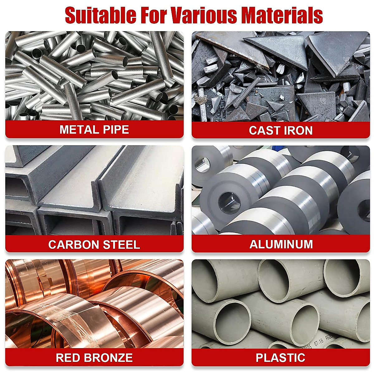 KBOISHA 6-Piece NPT Pipe Tap Set, Carbon Steel NPT Thread Forming Tap Sizes 1/8", 1/4", 3/8", 1/2", 3/4", and 1"