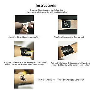 11 Sheet Total 84 Tattoo Stencils Sticker Pattern, 6 Pcs Natrual Brown Temporary Tattoo Kit, 1 Bottles, 4 Nozzles