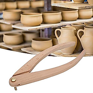 Jeanoko Solid Wood Caliper Positioning Distance Measuring Tool Wooden Pottery Tools for Ceramic Production Measurement(8-inch Wooden Caliper)
