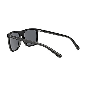A|X ARMANI EXCHANGE Men's AX4102SF Low Bridge Fit Square Sunglasses, Shiny Black/Grey, 57 mm