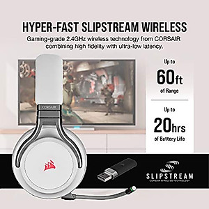 Corsair Virtuoso RGB Wireless Gaming Headset - High-Fidelity 7.1 Surround Sound w/Broadcast Quality Microphone - Memory Foam Earcups - 20 Hour Battery Life - Works with PC, PS5, PS4 – White, Premium