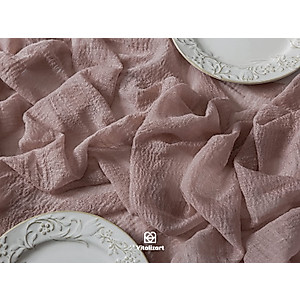 Vitalizart Cheesecloth Table Runner 10 Ft Gauze Boho Fabric Rustic Tan Cheese Cloth Table Runner for Wedding Bridal Shower Birthday Fall Thanskgiving Decoration 120 Inches