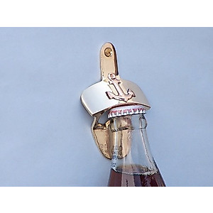 Solid Brass Wall Mounted Nautical Bottle Opener with Anchor by GSM