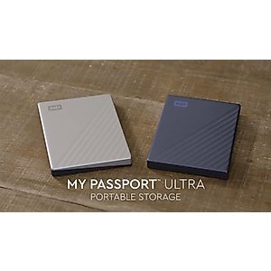 WD 2TB My Passport Ultra, Blue, Portable External Hard Drive, backup software with defense against ransomware, and password protection, USB-C and USB 3.1 - WDBC3C0020BBL-WESN