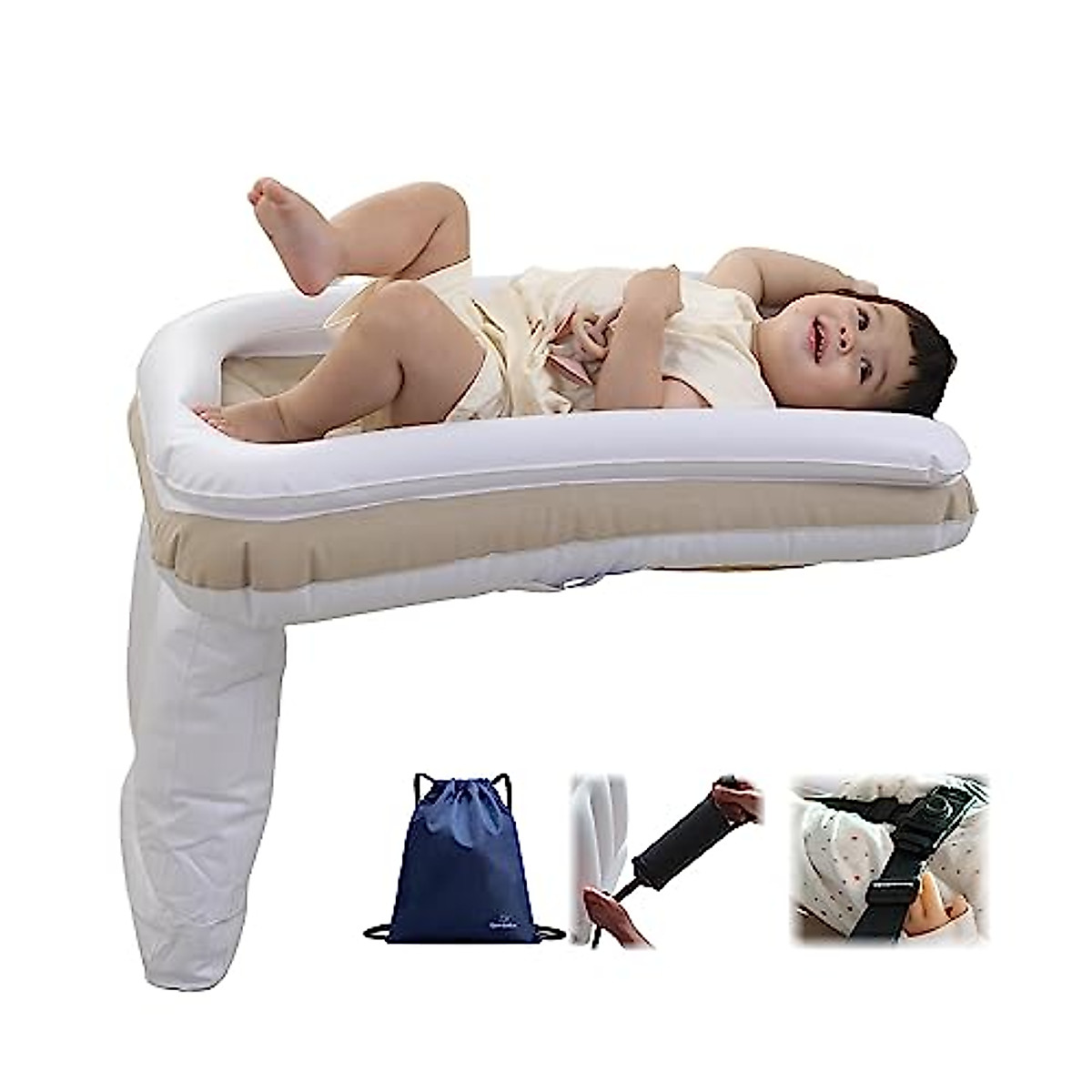 Gembebe Inflatable Airplane Travel Bed | Hand Pump, Seat Belt and Carry Bag Included | Perfect for Traveling | Safe to Use Kids Toddler| Bpa Free