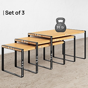 Ibyx Premium Kitchen Cabinet Organizer Shelf - Set of 3 Kitchen Counter Shelves - Stackable Shelf Racks for Cabinets - Metal Frame & Engineered Wood (Natural Wood, Black Frame)