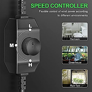 iPower 6 Inch 395 CFM Inline Duct Ventilation Fan with Variable Speed Controller HVAC Blower for Hydroponics/Grow Tent/Indoor Garden