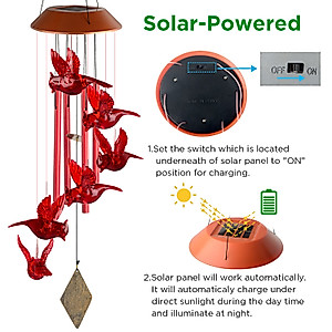 Cardinal Wind Chime Solar Garden Cardinal Gifts for Women Gift for Women Solar Cardinal Gift Memorial Wind Chimes Birthday Gifts for Grandma Solar Cardinal Garden Light Gift Women Gift