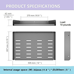 JINGCHENGMEI 2 Pcs of Floating Metal Wall Shelf Steel Heavy Duty Modern Shelf Bracket 12"*8" Deep for Console, Gaming
