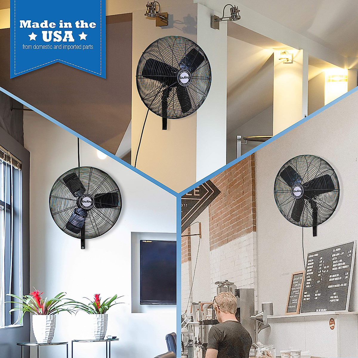 Air King 9025 24-Inch Industrial Grade Oscillating Wall Mount Fan , Black
