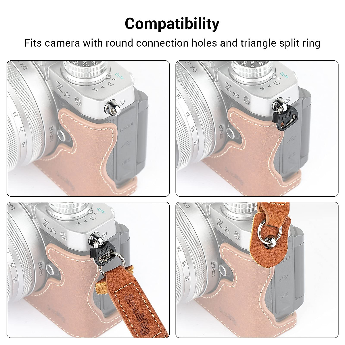 SMALLRIG Leather Camera Strap, Vintage Brown Genuine Leather Neck Shoulder Camera Strap for Canon, for Nikon, for Pentax, for Sony, for Fujifilm and for Digital Camera - 3485