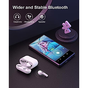 80GB MP3 Player with Bluetooth and WiFi, ZAQE Full Touchscreen Mp4 Mp3 Player with Spotify, Audible, Amazon Music, Android Music Player with Speaker, FM Radio, E-Book, Up to 512 GB