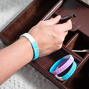 50 Pack Transgender Pride Silicone Bracelets - Transgender Pride Flag Awareness Bracelet - Perfect for Gift-Giving & Fundraisers - 50 Bracelets Multicolor