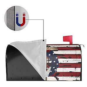 Patriotic American Flag Wreath Cross Mailbox Covers Magnetic Stars Stripes 4th of July Memorial Day Decorative Mailboxes Letter Box Cover 18x21 in for Outdoor Garden Yard Home Decor Outside