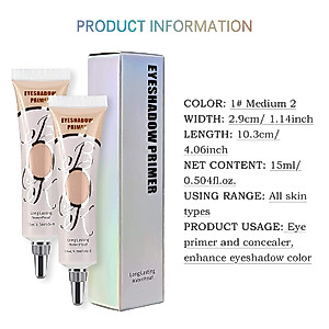 LOKFAR 2 Pack Matte Eyeshadow Primer for Oily Lids Medium Eyeshadow No Crease Eye Primer Makeup Eyeshadow Base Waterproof & Smudge-proof & Long Lasting Cream Liquid Eye-shadow for All Shadows (Set B)