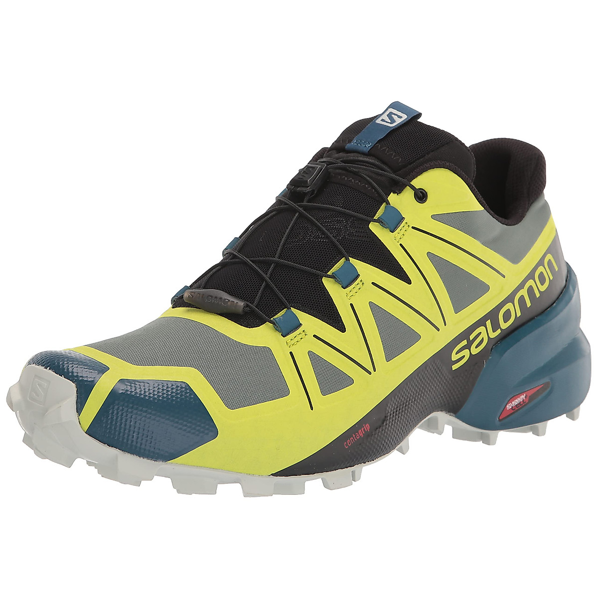 Salomon Men's Speedcross 5 Trail Running Shoes for Men, Duck Green/Black/Evening Primrose, 10.5