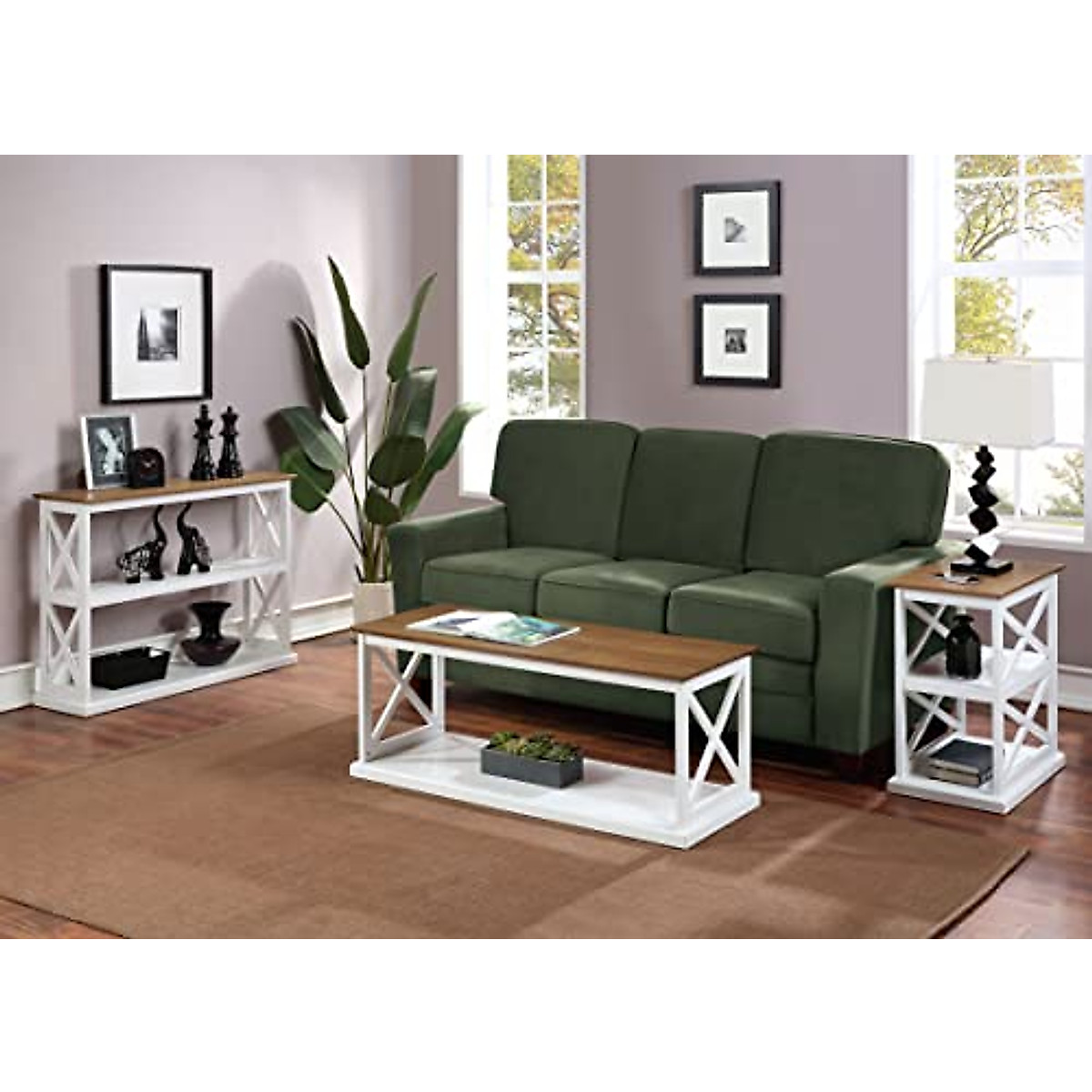 Convenience Concepts Coventry Coffee Table with Shelf, Driftwood/White