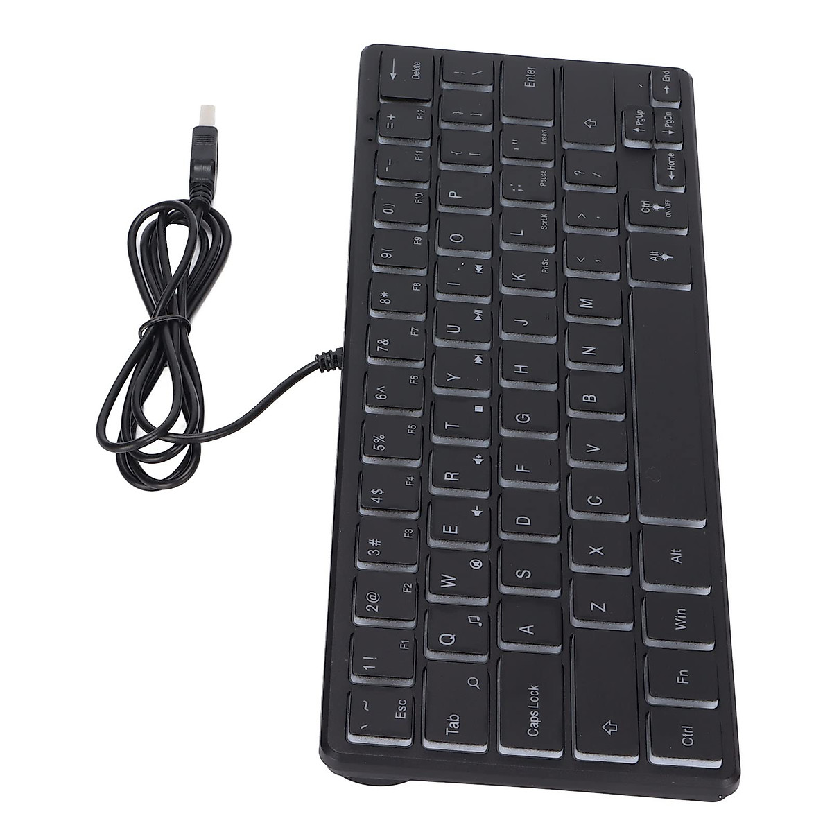 ASHATA Mini USB Wired Gaming Keyboard 64 Keys RGB Backlights Computer Gaming Keyboard for Desktop Notebook Computer, Plug and Play