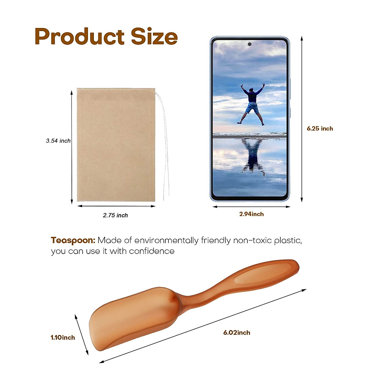 200PCS Tea Filter Bags, Tea Bags for Loose Leaf Tea Safe & Natural Material, Disposable Tea Infuser for Loose Leaf Tea, Coffee, Spice, Herbs