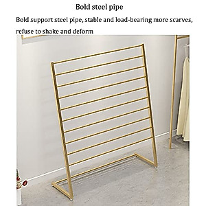 Metal Floor Standing Scarves Silk Scarf Rack Organizer, Commercial Creative Golden Shawl Fabric Storage Display Stand, Multi-Purpose Sheets Belt Suit Pants Hanging Rack Ties Holder Shelves Show Rack