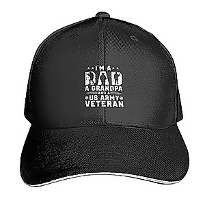 I'm A Dad Grandpa and A US Army Veteran Nothing Scares Me Baseball Cap Sports Beach Back Buckle Brim Adjustable Hat
