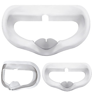 3 Pieces Eye Silicone Cover Silicone Face Covering Compatible with Oculus Quest 2 Sweatproof Lightproof Leakproof (White)