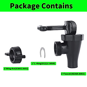 Vonluxin 03260.0002 Faucet Kit for Tea Dispenser, Replacement Spigot for Beverage Dispenser (2 Pack Set, Include 2 Wing Nut and 2 C-Ring) (1 Pack)