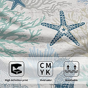 Blue Coral Hand Towels Set of 2 Sea Horse Decorative Bathroom Towels Super Soft Absorbent Towels for Yoga Gym Spa Kitchen 28x14 Inch