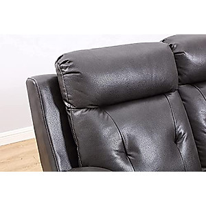 Blackjack Furniture Albany Leather Air Upholstered Living Room Reclining, Power Sectional Sofa, Dark Gray