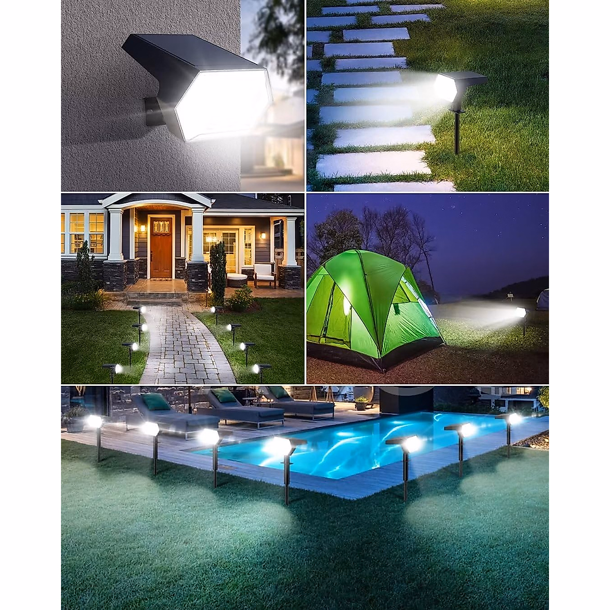 oditton Solar Spotlight, Solar Light, 1 Pack - Solar Garden Light, Solar Deck Light, IP65 Waterproof - 4 Bright Modes for Outdoor Fences, Paths, and Patios