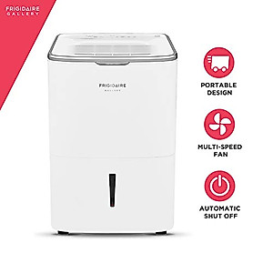 Frigidaire FGAC5044W1 Dehumidifier, High Humidity 50 Pint Capacity with Wi-Fi Connected, Built-In Air Ionizer to maximize your comfort, Easy-to-Clean Washable Filter, in White