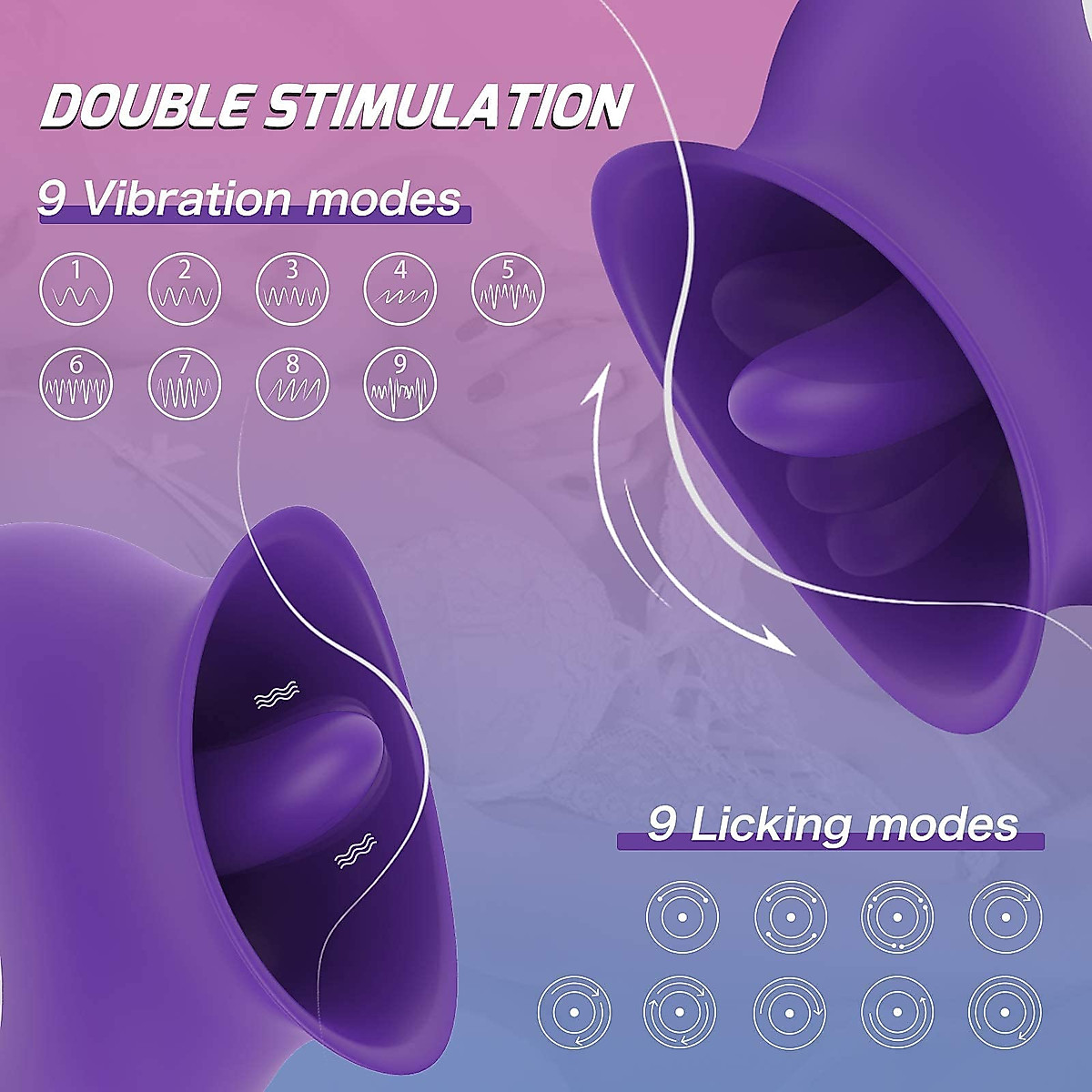 Adult Toys Rose Clitoral Vibrator, Tongue Licking Toy Vibrator with 9 Modes, Rechargeable & Waterproof Adult Sex Toys for Women Couples
