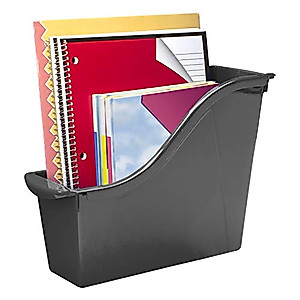 Storex Small Book Bin, 11.75 x 4.5 x 8.5 Inches, Black, Case of 12 (70123E12C)