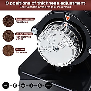 YaeMarine Professional Electric Coffee Grinder Coffee Bean Powder Grinding Machine Coffee Grinder Mill Grinder Thickness Adjustable (Black)