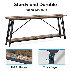Tribesigns 70.9 Inches Extra Long Sofa Table Behind Couch, Industrial Entry Console Table for Hallway, Entryway & Living Room, Dark Brown