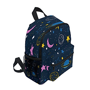Cute Toddler Backpack Mini Travel Bag Galaxy Moon Star Planet for Baby Girl Boy Age 3-7