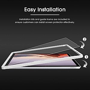 OMOTON [3-Pack Screen Protector for Surface Pro 7 Plus 7 6 5 4 [12.3 Inch] - Tempered Glass/Guide Frame/Scratch Resistant (NOT for Surface Pro 8)