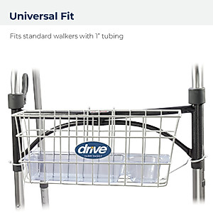 Drive Medical 10200B Walker Basket with Plastic Cup Holder, White