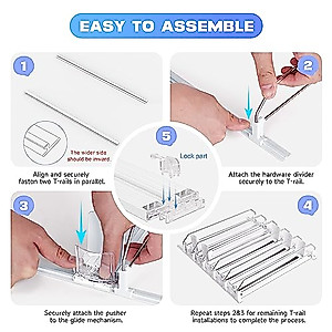 LAKIX Drink Organizer for Fridge, Self-Sliding soda Can Dispenser for Refrigerator and Adjustable Width, 12oz to 20oz holds 25+ Cans(5 Rows, 38 CM)
