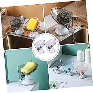 TIDTALEO 2pcs Soap Box Countertop Soap Dish Electric Soap Dispenser Tray Grey Decor Soap Container Tub Tray Leaf Soap Dish Bling Decor No Punching Drainage Tank Plastic to Rotate