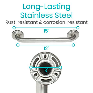 Vive Grab Bar for Bathtubs and Showers - Handicap Bathroom Safety Handrail for Elderly - Wall Senior Rail Handle for Tub, Toilet, Bath