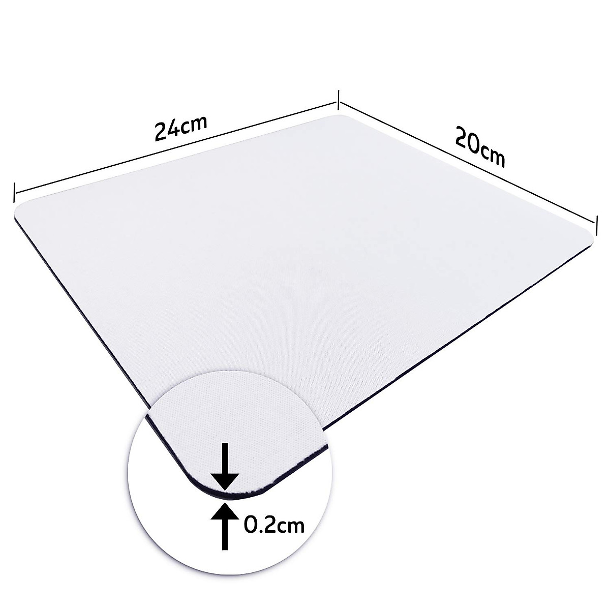 A-SUB Sublimation Mouse Pad Blank Rectangular Blanks 12 pcs for Sublimation Transfer Heat Press Printing Crafts 24x20x0.2cm White