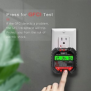 KAIWEETS Outlet Tester Electrical GFCI Receptacle Detector with LCD Display, 3 Prong 120V AC Voltage Socket Checker, 6 Visual Indication/Wiring Legend for Home
