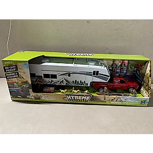 Camping Adventure 1:32 Ford Fifth Wheel Camping Set Truck Trailer Diecast and Accessories